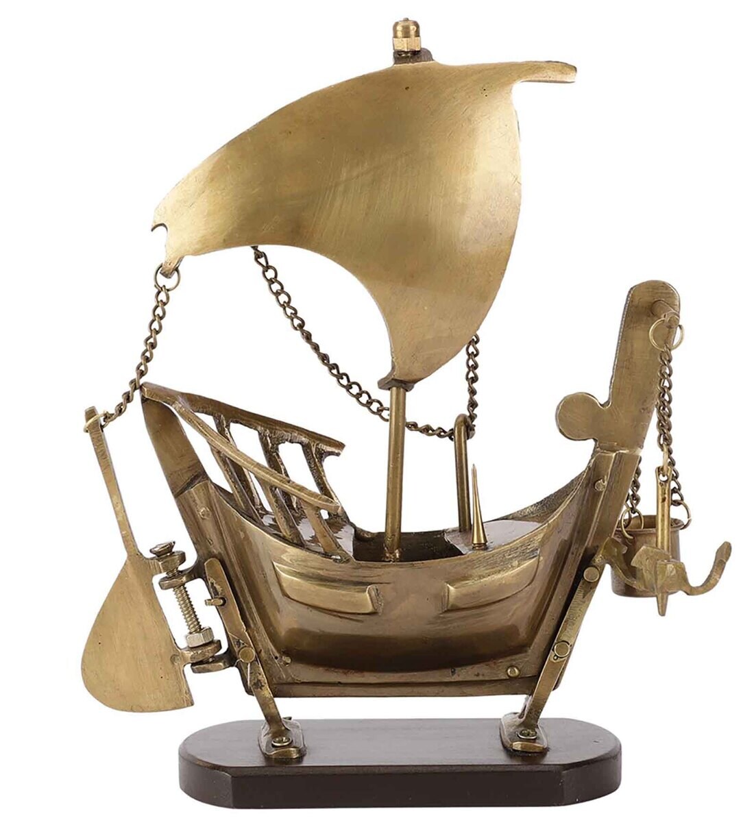 Buy Brass and Wood Antique Bucket & Anchor Nautical Ship Showpiece 8 ...