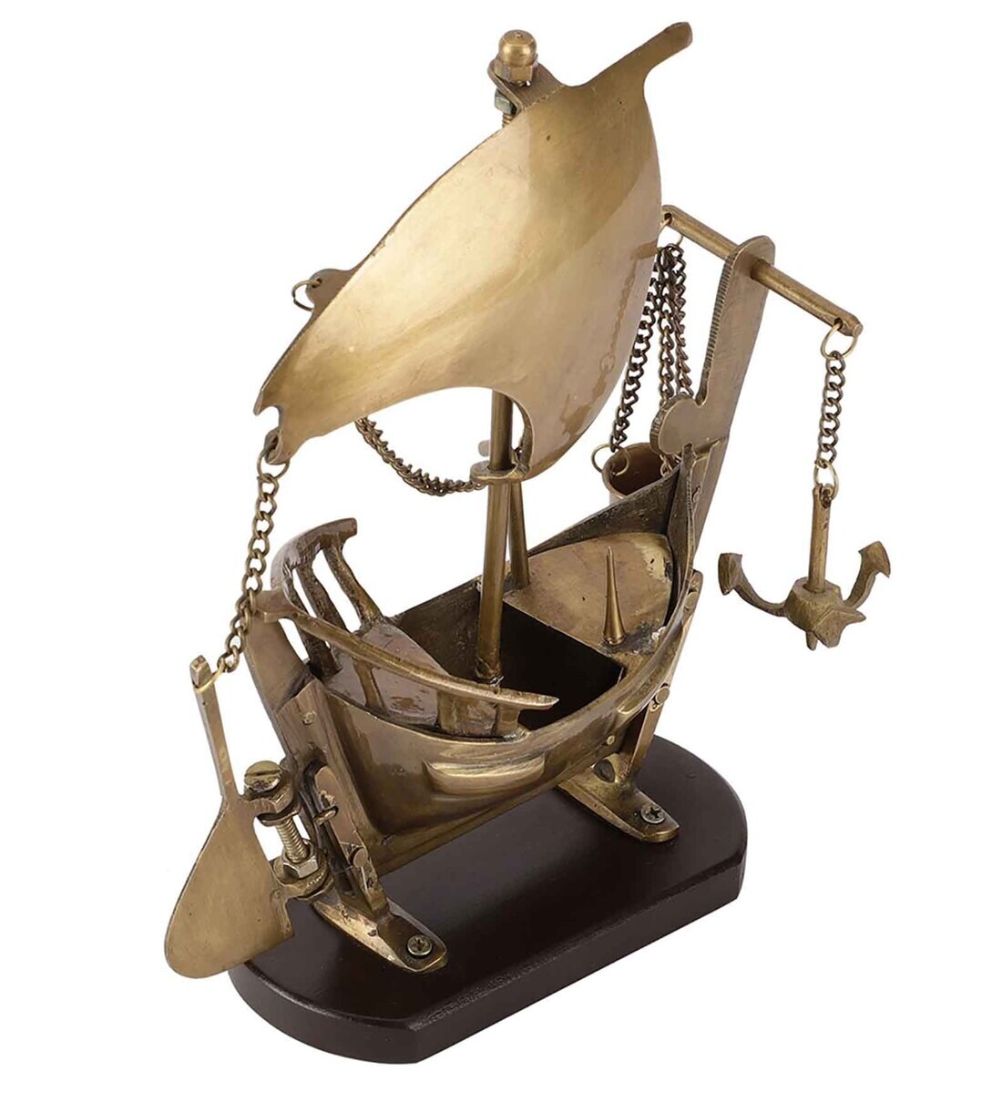 Buy Brass and Wood Antique Bucket & Anchor Nautical Ship Showpiece 8 ...