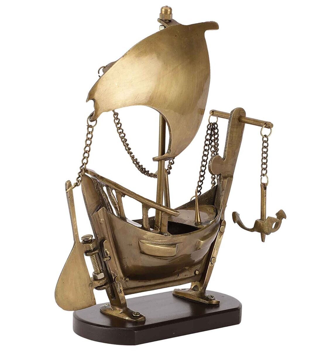 Buy Brass and Wood Antique Bucket & Anchor Nautical Ship Showpiece 8 ...