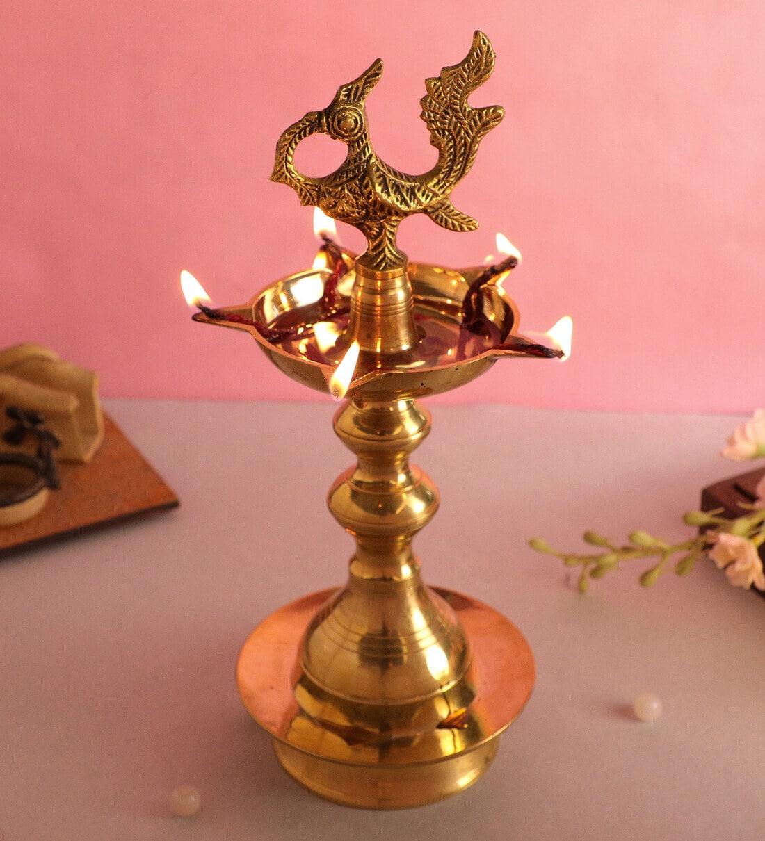 Buy Brass Kerala Chirag Peacock Diya By BulkySanta at 18% OFF by ...