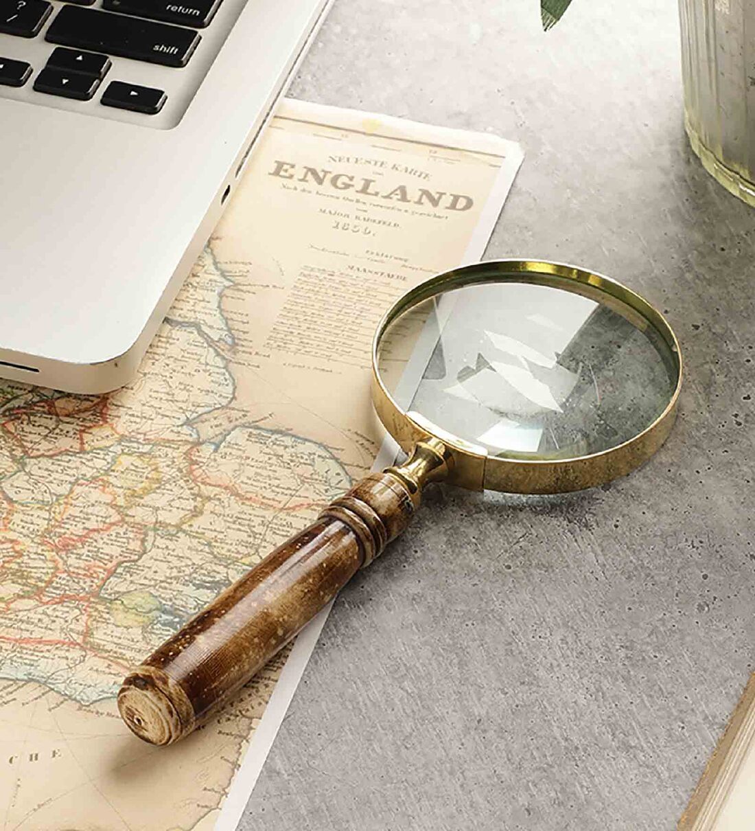 Buy Brass Magnifying Glass Showpiece With Handcrafted Handle by Exim ...