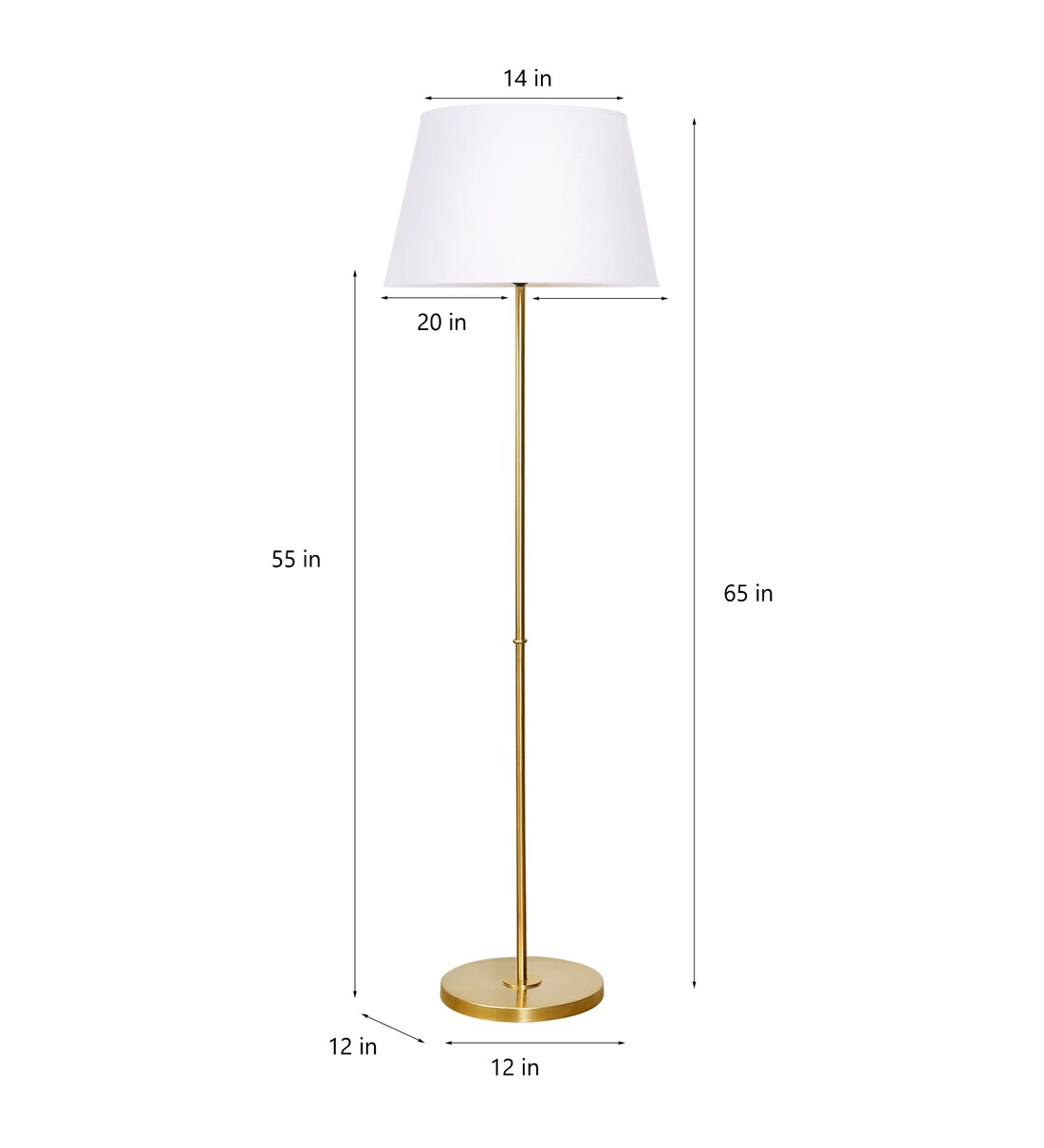 Buy White Shade Floor Lamp With Metal Base By Kapoor E Illuminations ...