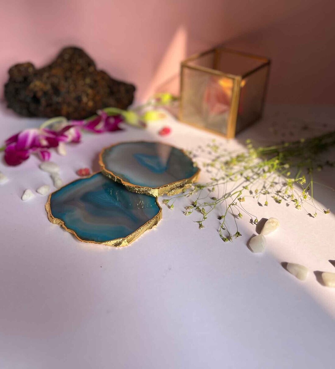 Buy Brazilian Turquoise Stone Set of 2 Table Coasters at 30% OFF by ...