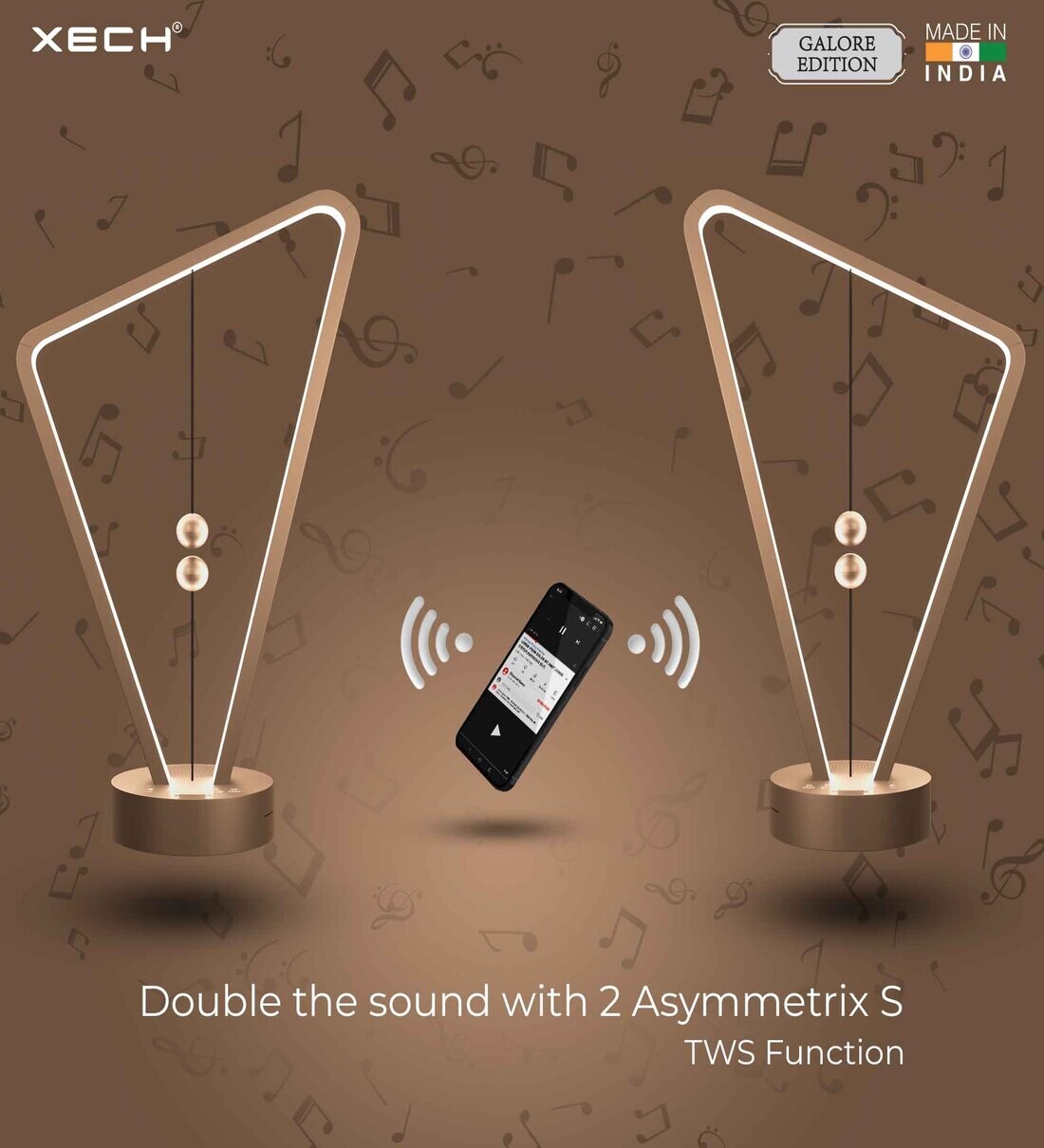 Buy Bronze Asymmetrix S II Magnetic Table Lamp with Speaker By Xech ...