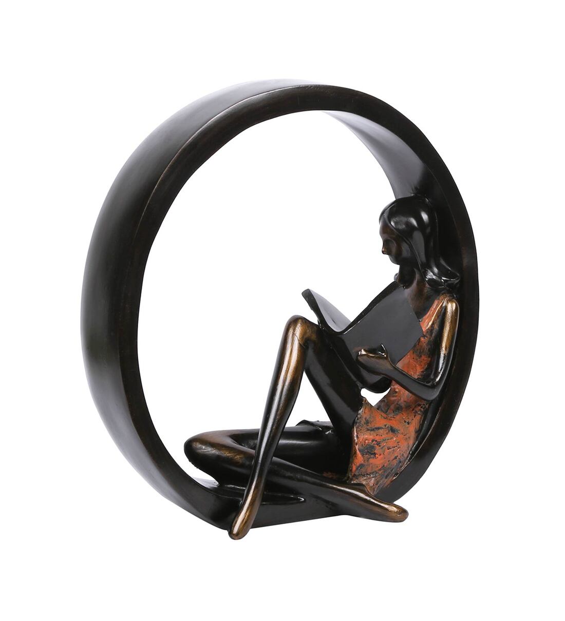 Buy Bronze finish Encircled Reader Statue by TAYHAA Online - Showpieces ...