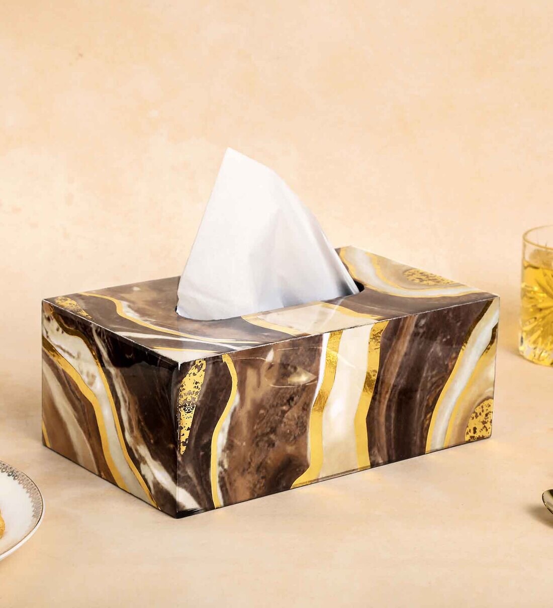 Buy Brown & Gold MDF Wood Brown Marble Tissue Box at 35% OFF by The ...