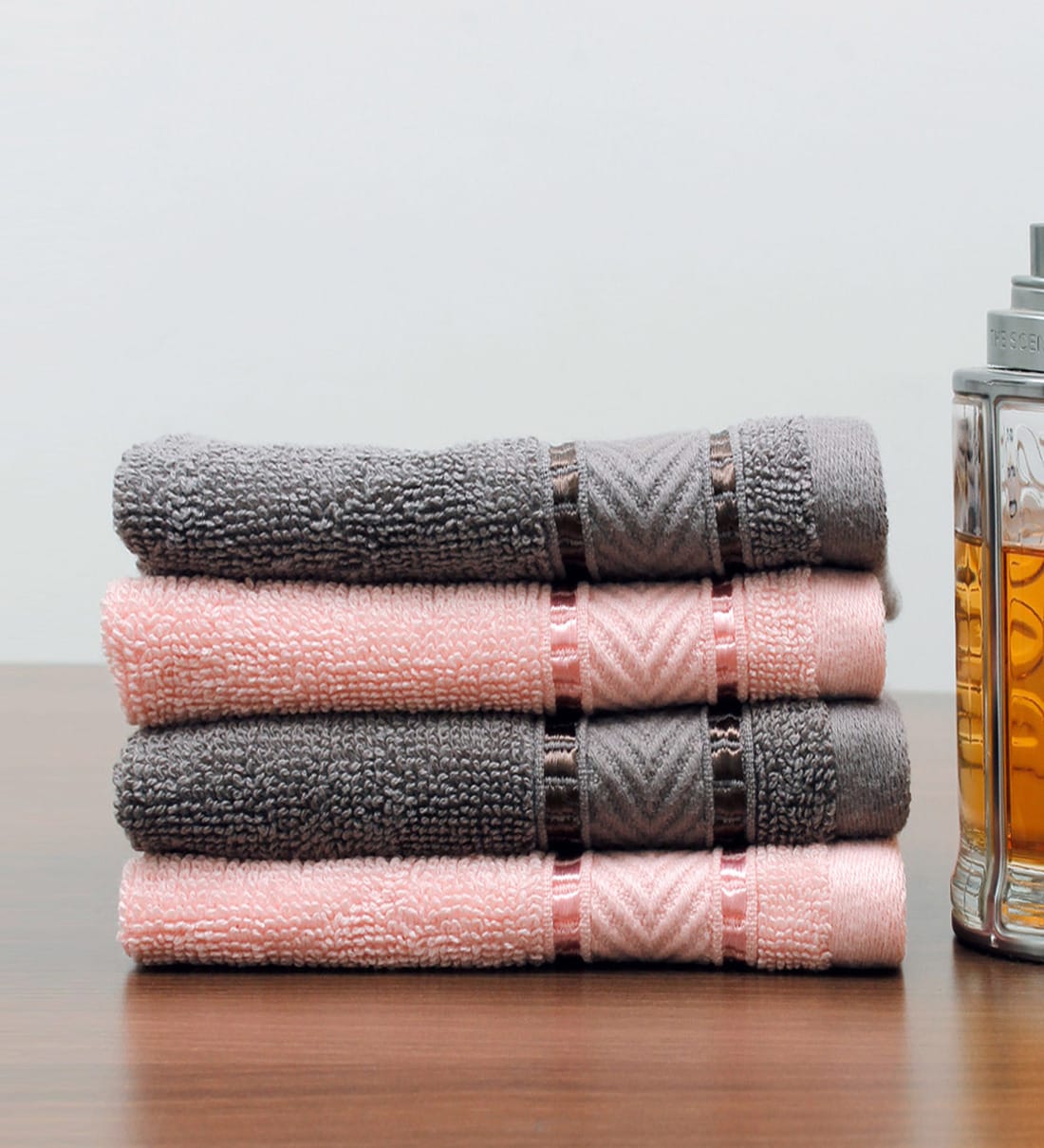 Buy Multicolor Solid 550 GSM Cotton Face Towels (Set of 4) by AVI ...