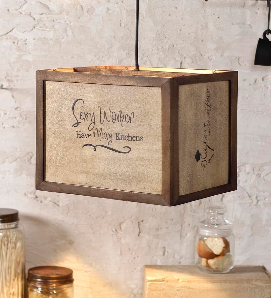 Buy Brown And White Wood Hanging Light By Fabuliv Online - Drum Hanging ...