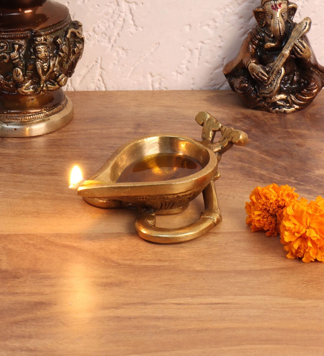 Buy Brown Brass Diya at 81% OFF by Aapno Rajasthan | Pepperfry