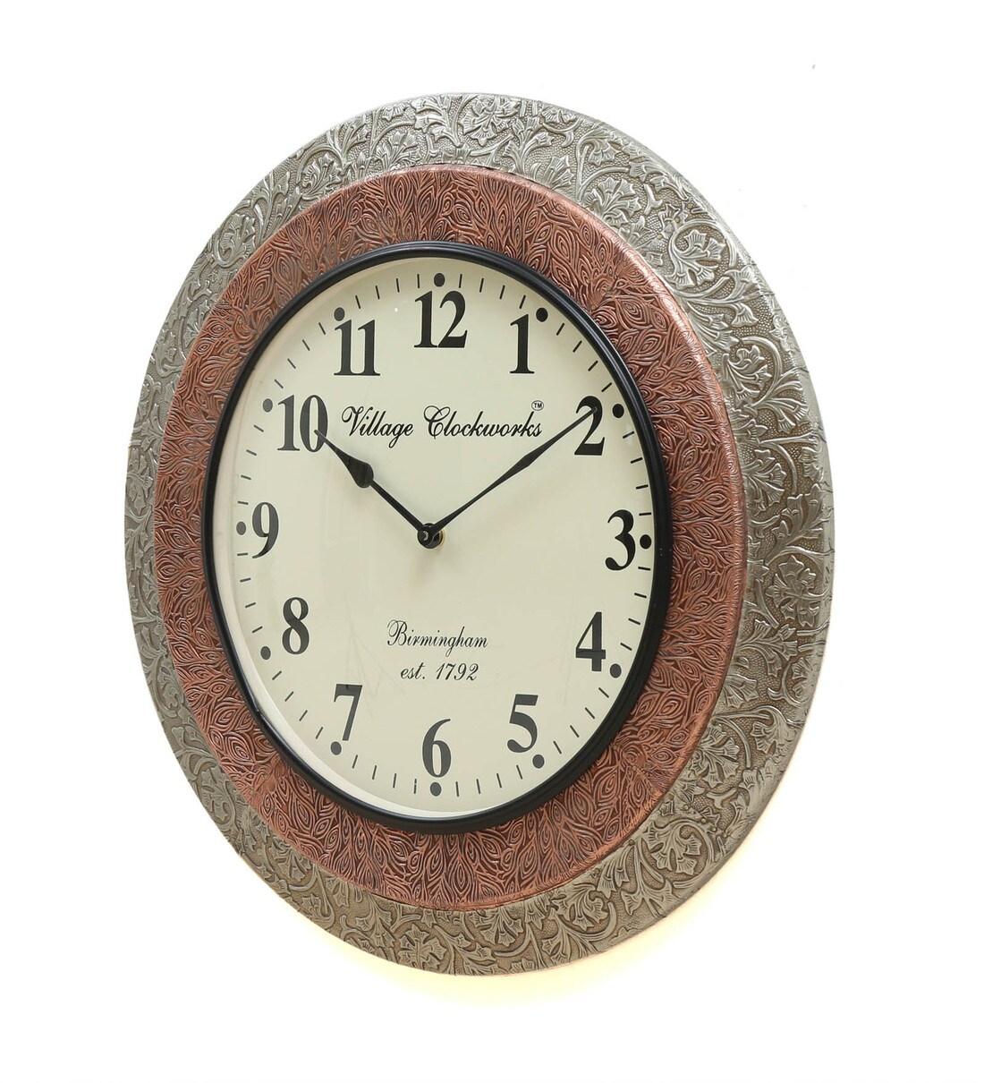 Buy Brown Brass Round Analog Wall Clock by Craft Tree Online ...