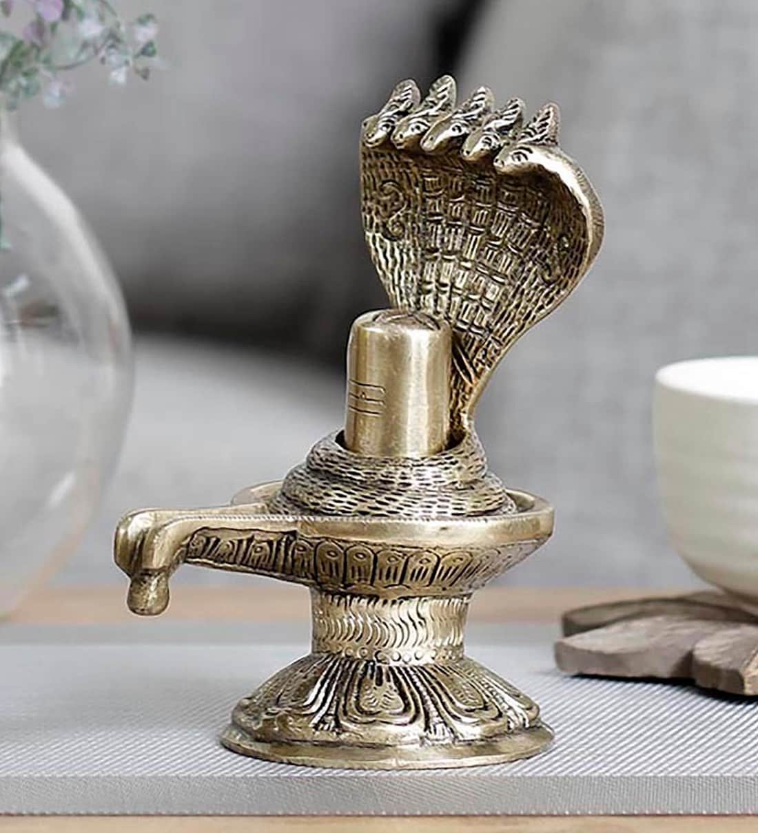 Buy Brown Brass Shivling with Sheshnag Idol by Handecor at 36% OFF by ...