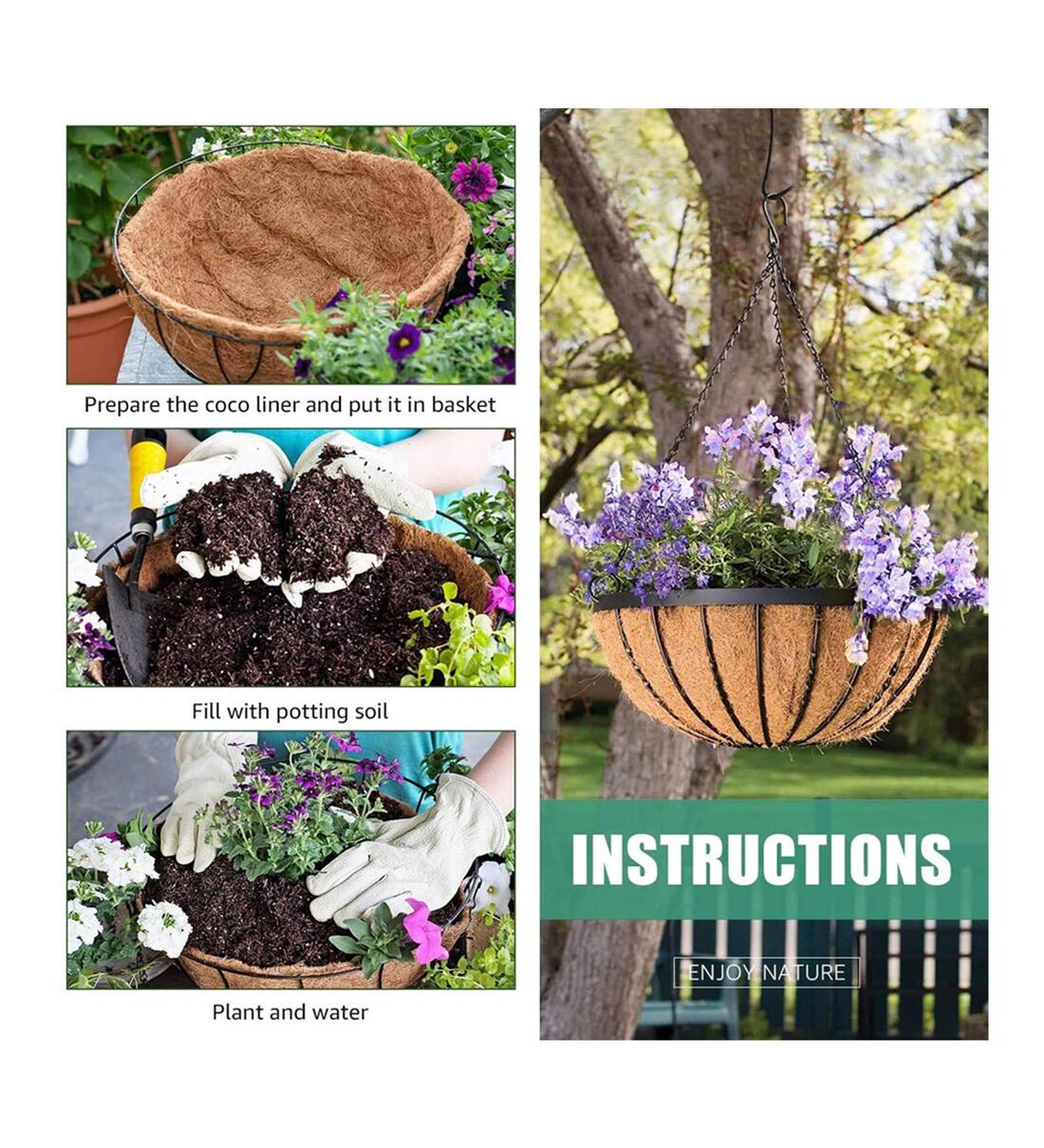 Buy Brown Coir (Pack of 2) Hanging Basket Planter By coirgarden Online ...