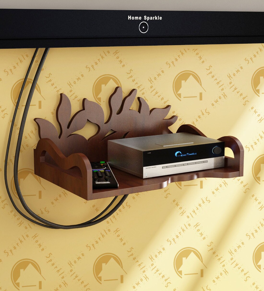 Buy Engineered Wood Set Top Box Holder in Brown Colour By Home Sparkle ...