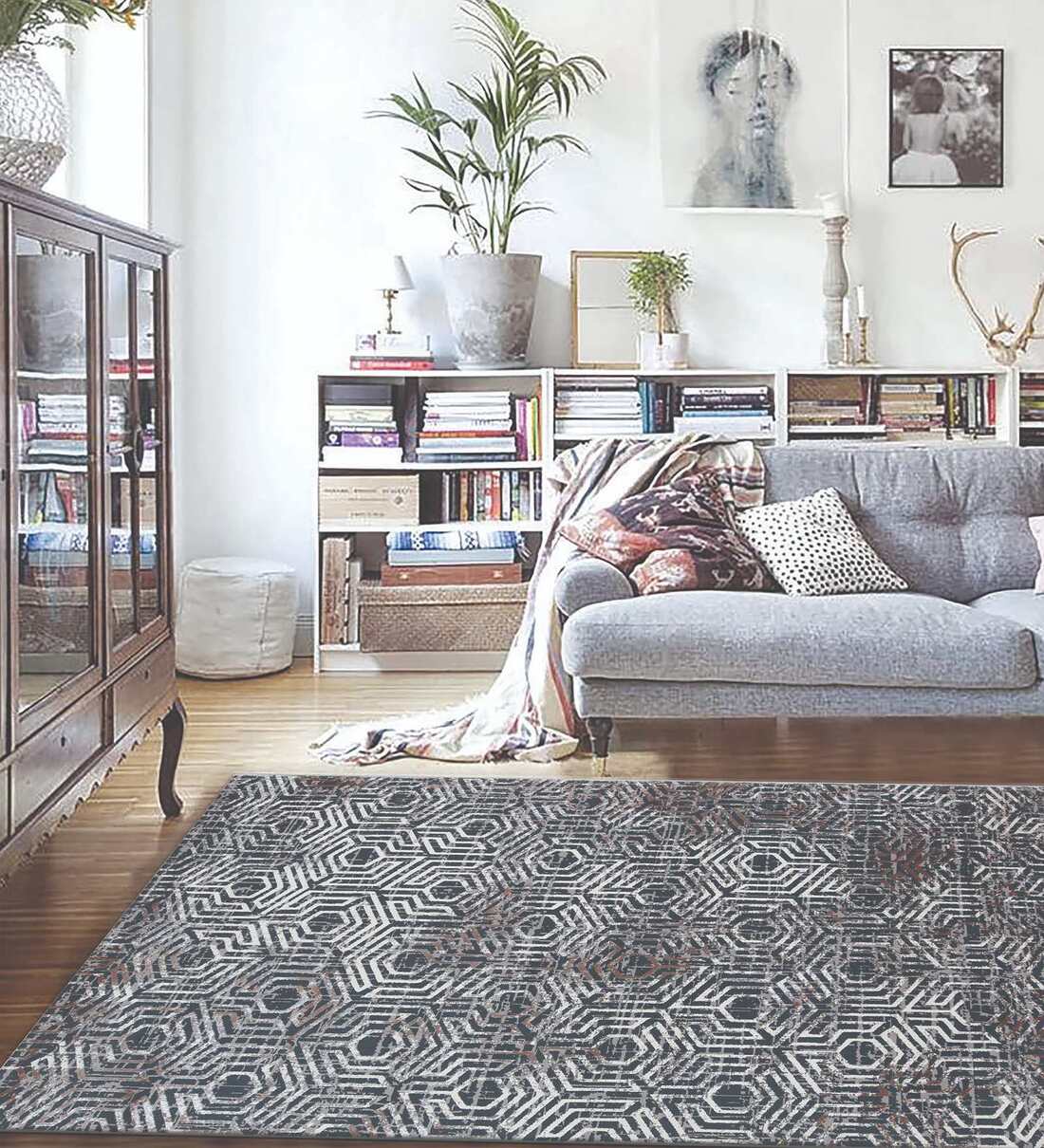 Buy Brown Geometrical Polypropylene 9 ft x 12 ft Machine Made Carpet at ...