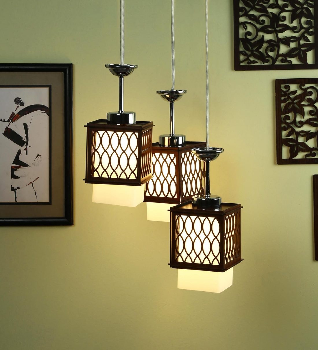 Buy Brown Metal 3 Light Cluster Hanging Lights at 37% OFF by LeArc ...