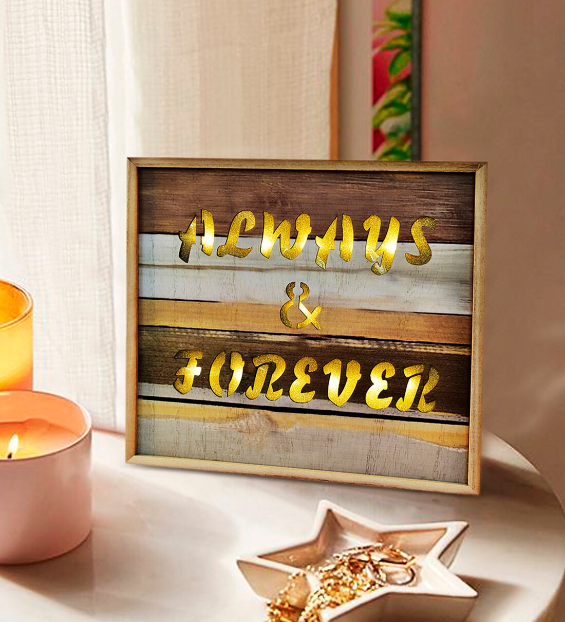 Buy Brown MFD Always & Forever Led Light Frame For Wall D cor by ...
