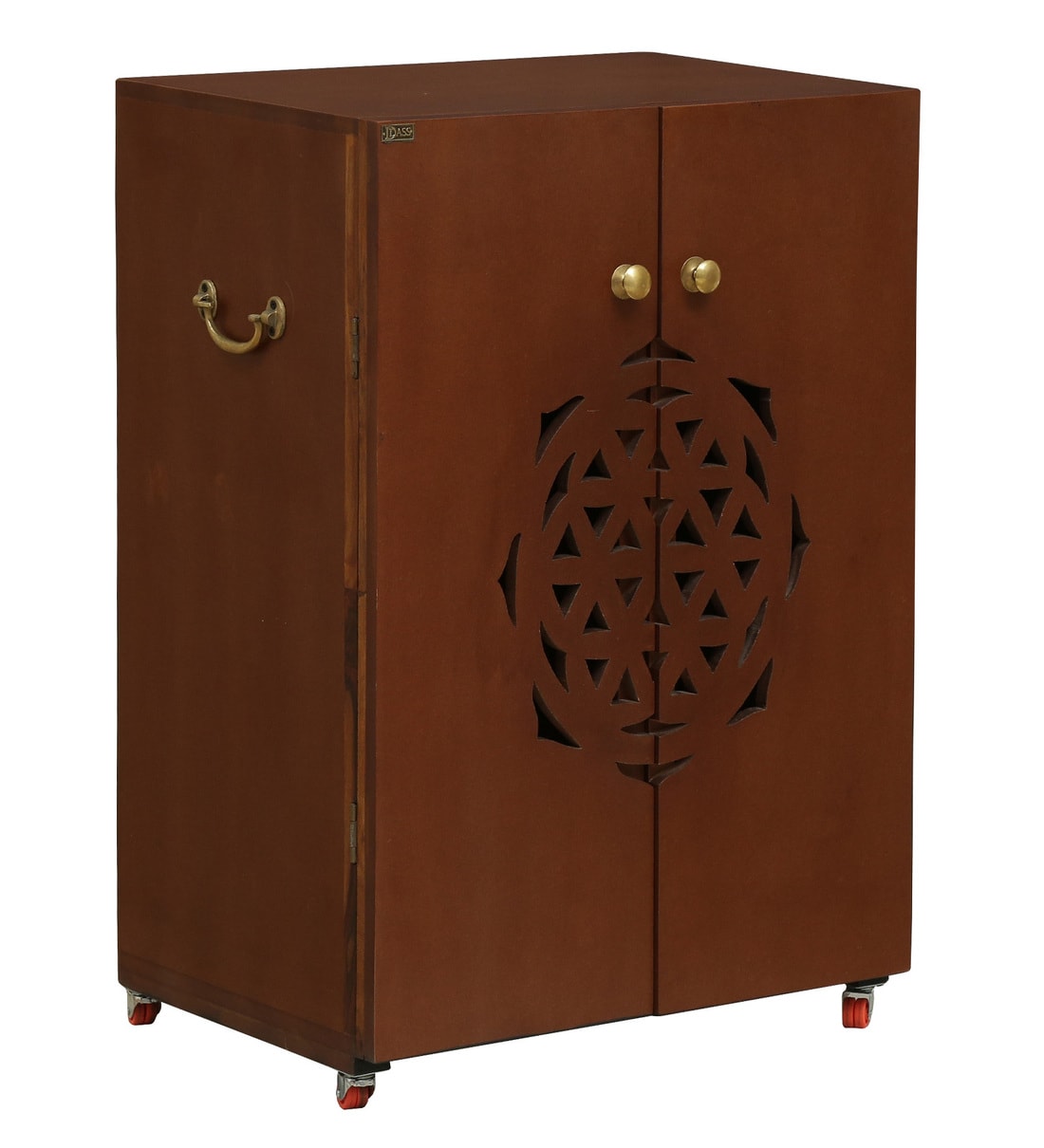 Buy Brown MDF & Sheesham Wood Pooja Mandir With Door By D Dass Online ...