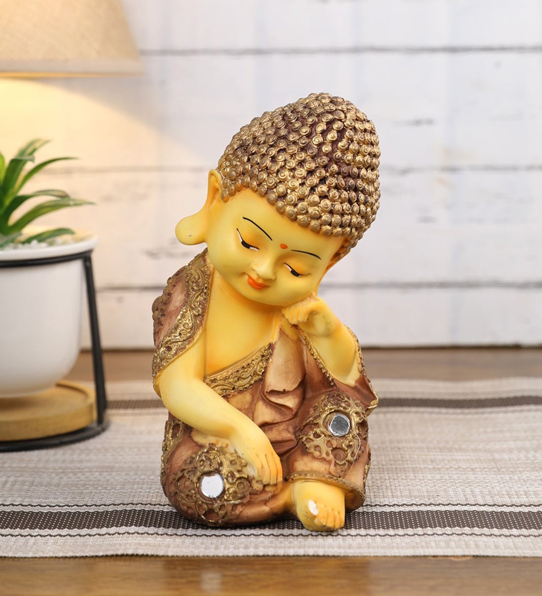 Buy Brown Polyresin 7.5 Inch Monk Buddha Idol By Craftvatika at 54% OFF ...