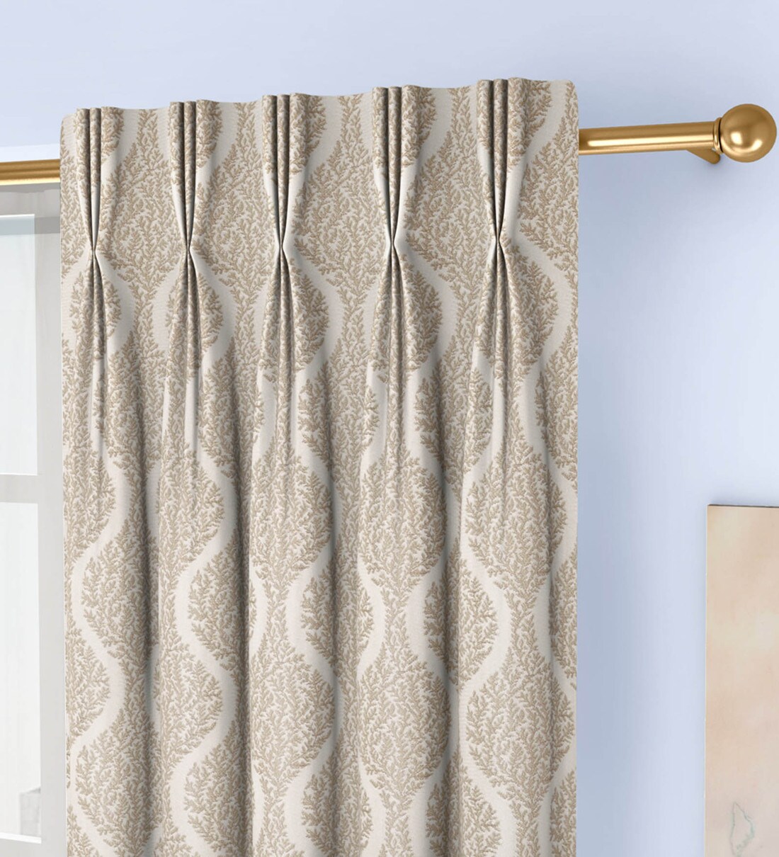 Buy Brown Abstract Poly Cotton 5 Ft Light Filtering Pinch Pleat Window ...