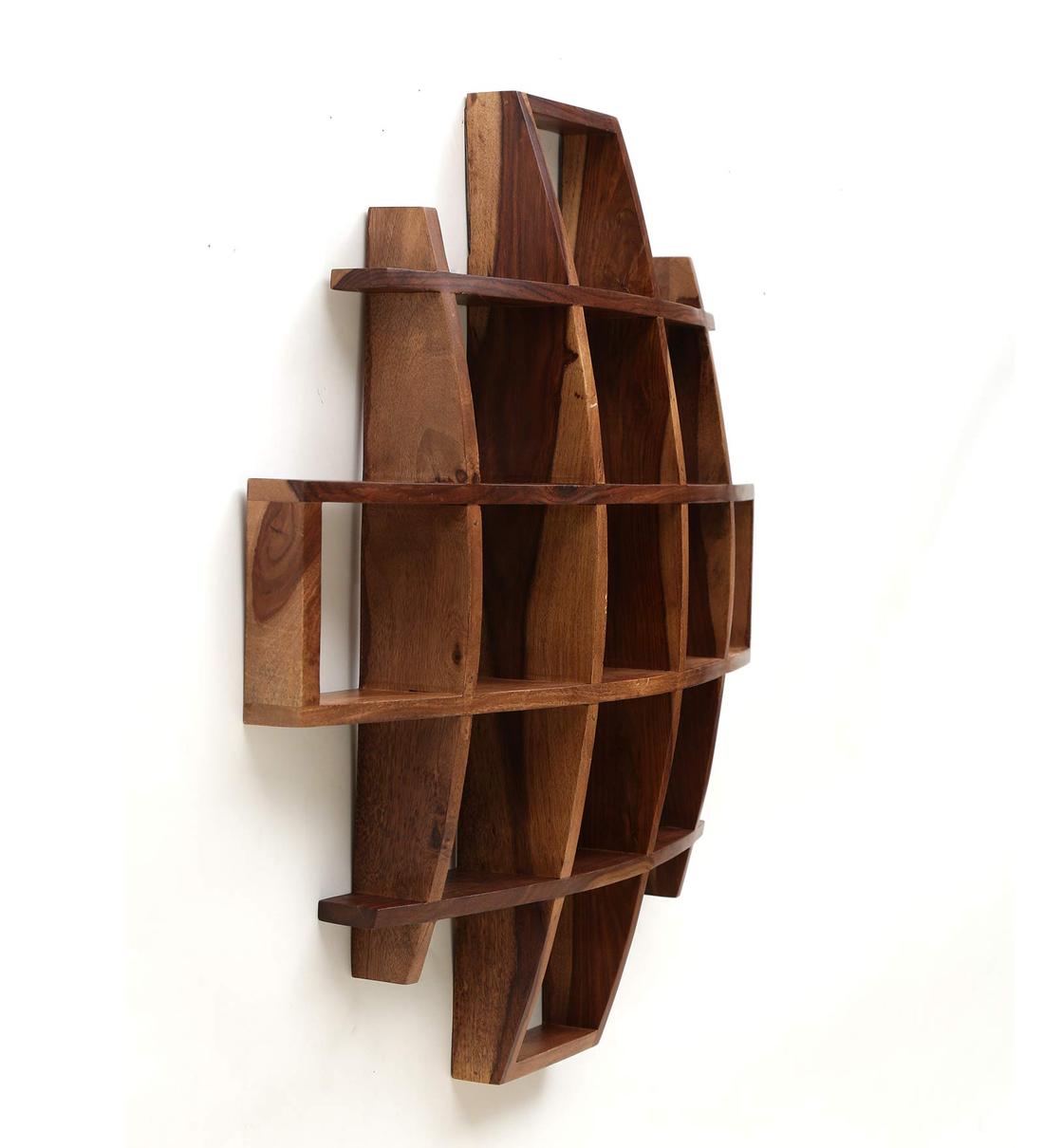 Buy Sheesham Wood Wall shelf in Rustic Finish by Wooden Mood Online ...