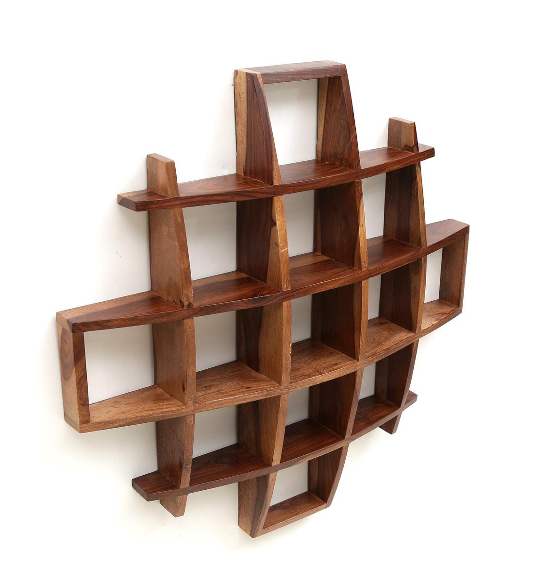 Buy Sheesham Wood Wall shelf in Rustic Finish by Wooden Mood Online ...