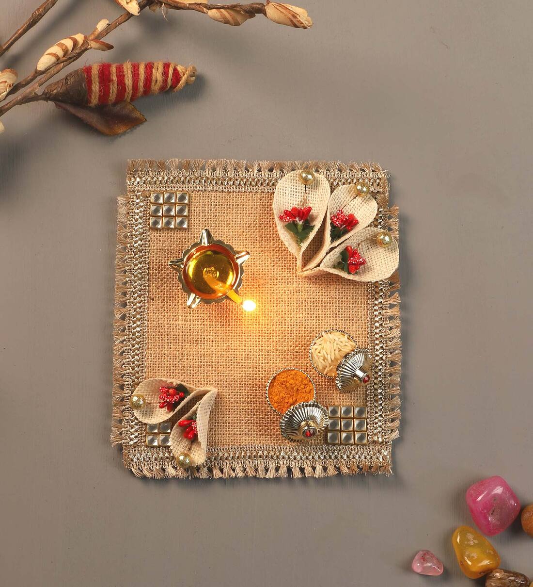 Buy Brown Square Jute Puja Thali By Itiha at 38% OFF by Itiha | Pepperfry