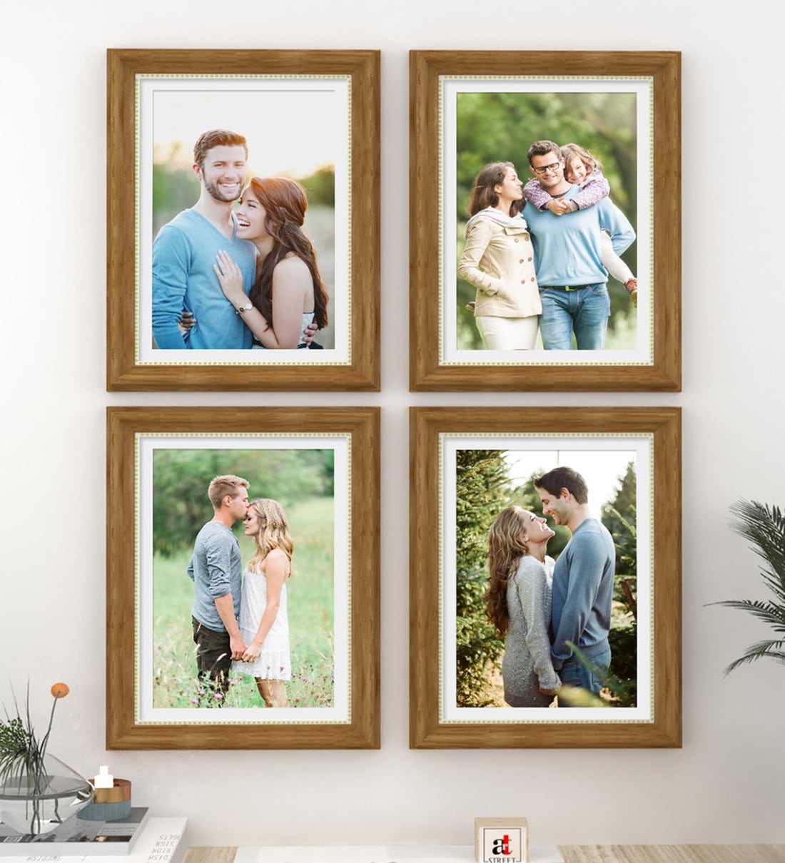 Buy Brown Synthetic Wood Quinn Premium Quality Set Of 4 Collage Photo ...