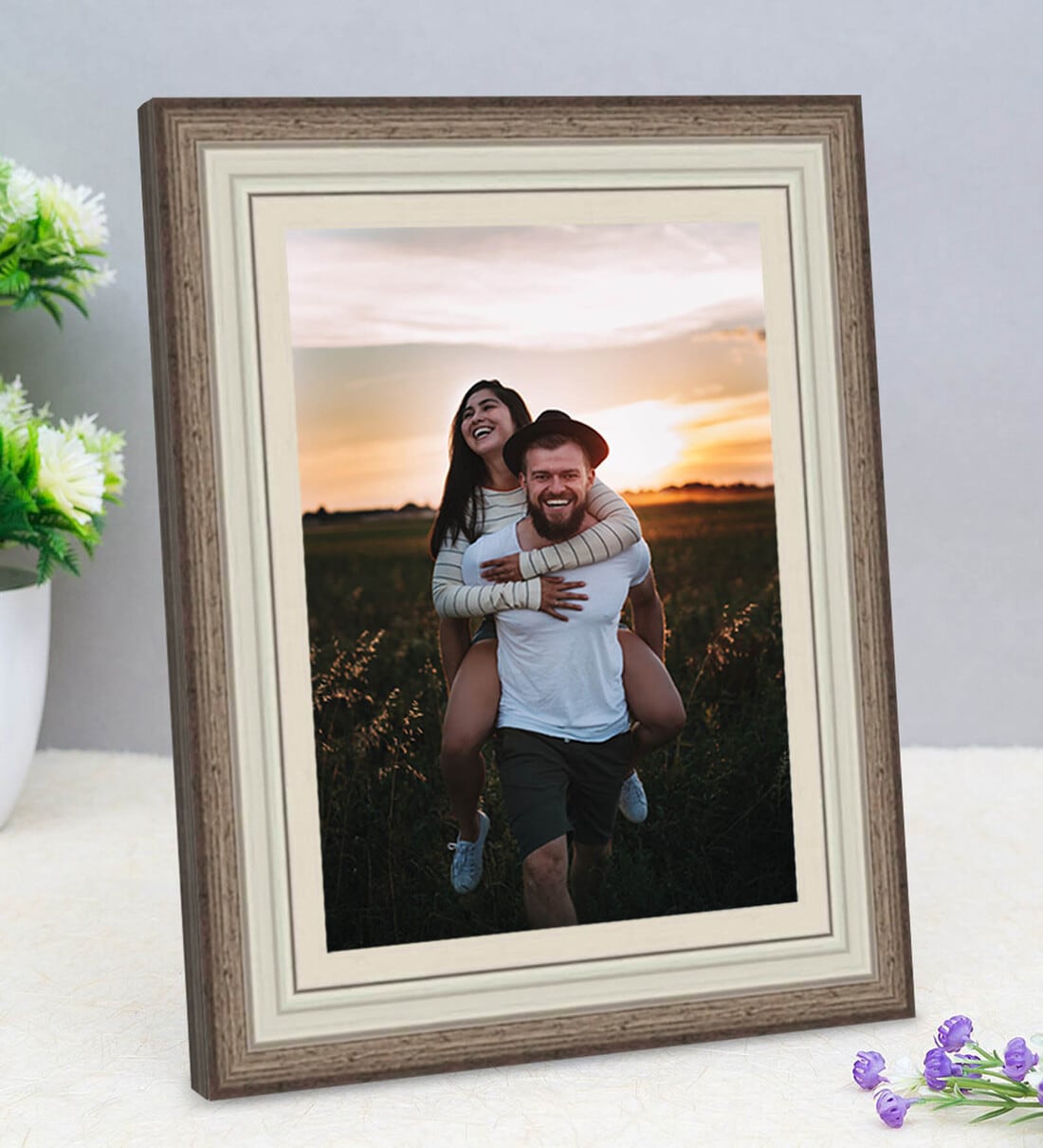 Buy Brown Synthetic Wood Wall Hanging/Table Top Photo Frame by Elegant ...