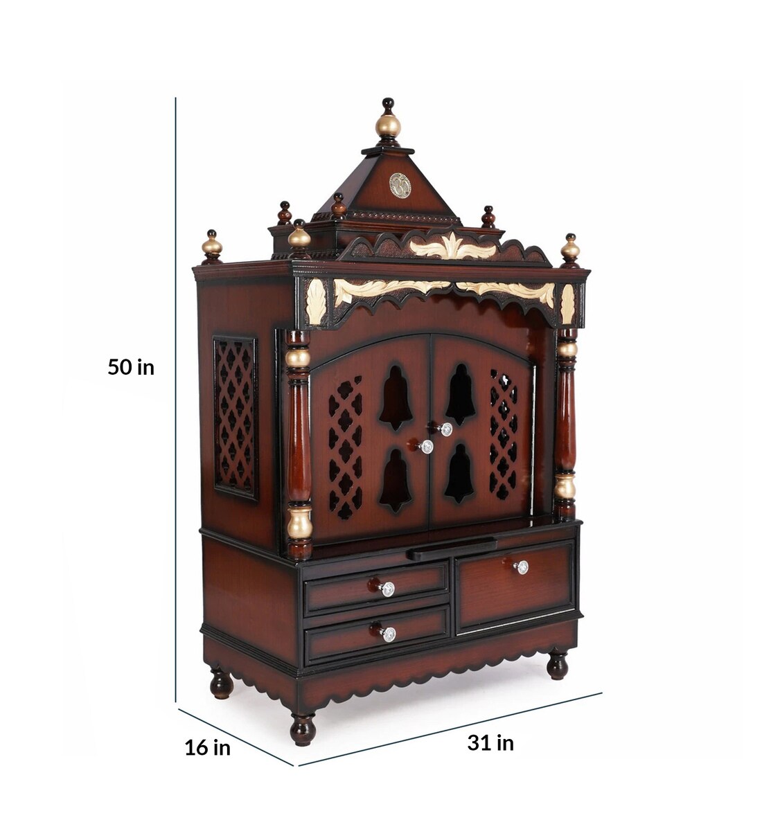Buy Teak Wood Brown Mandir With Storage By Dzyn Furnitures Online - Mandirs - Spiritual - Home ...