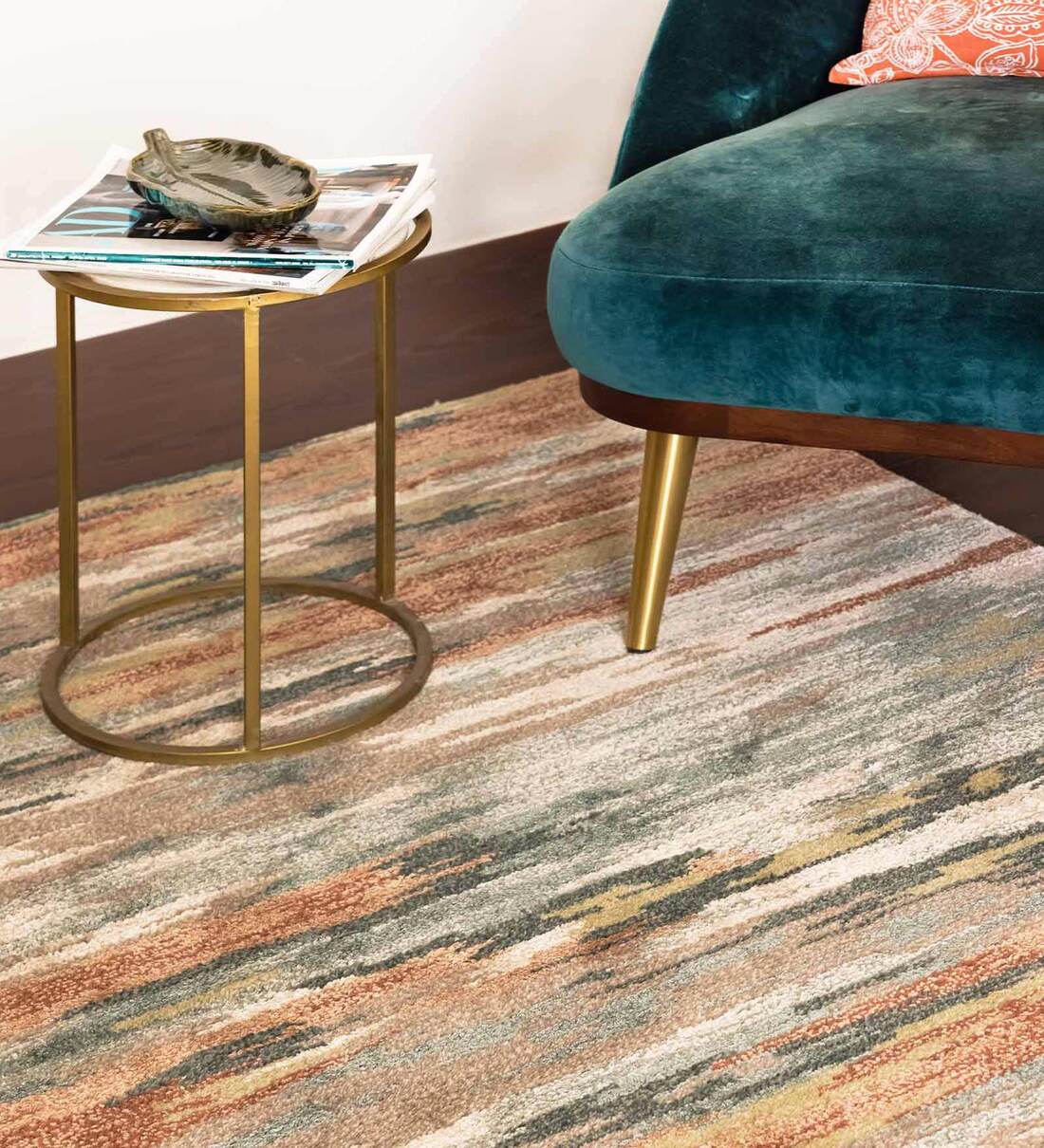 Buy Brown Viscose and Wool Abstract 4 ft x 6 ft Hand Tufted Carpet by ...