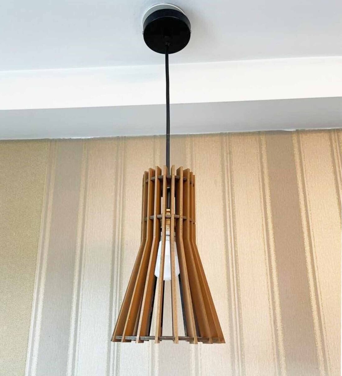 Buy Brown Wood Hanging Light By Grobliss Online - Geometric Hanging ...