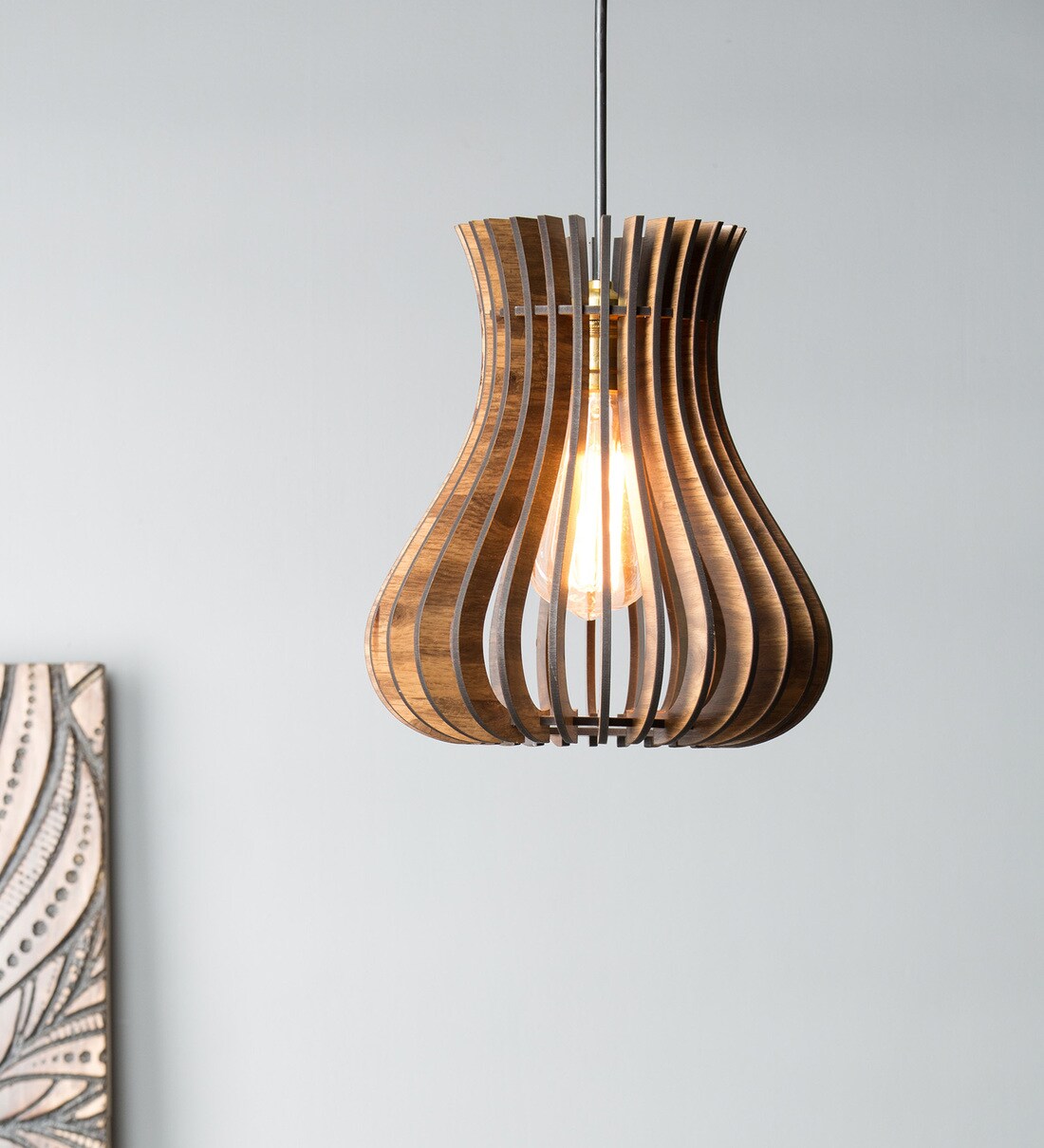 Buy Brown Wood Hanging Light at 39% OFF by Think artly | Pepperfry