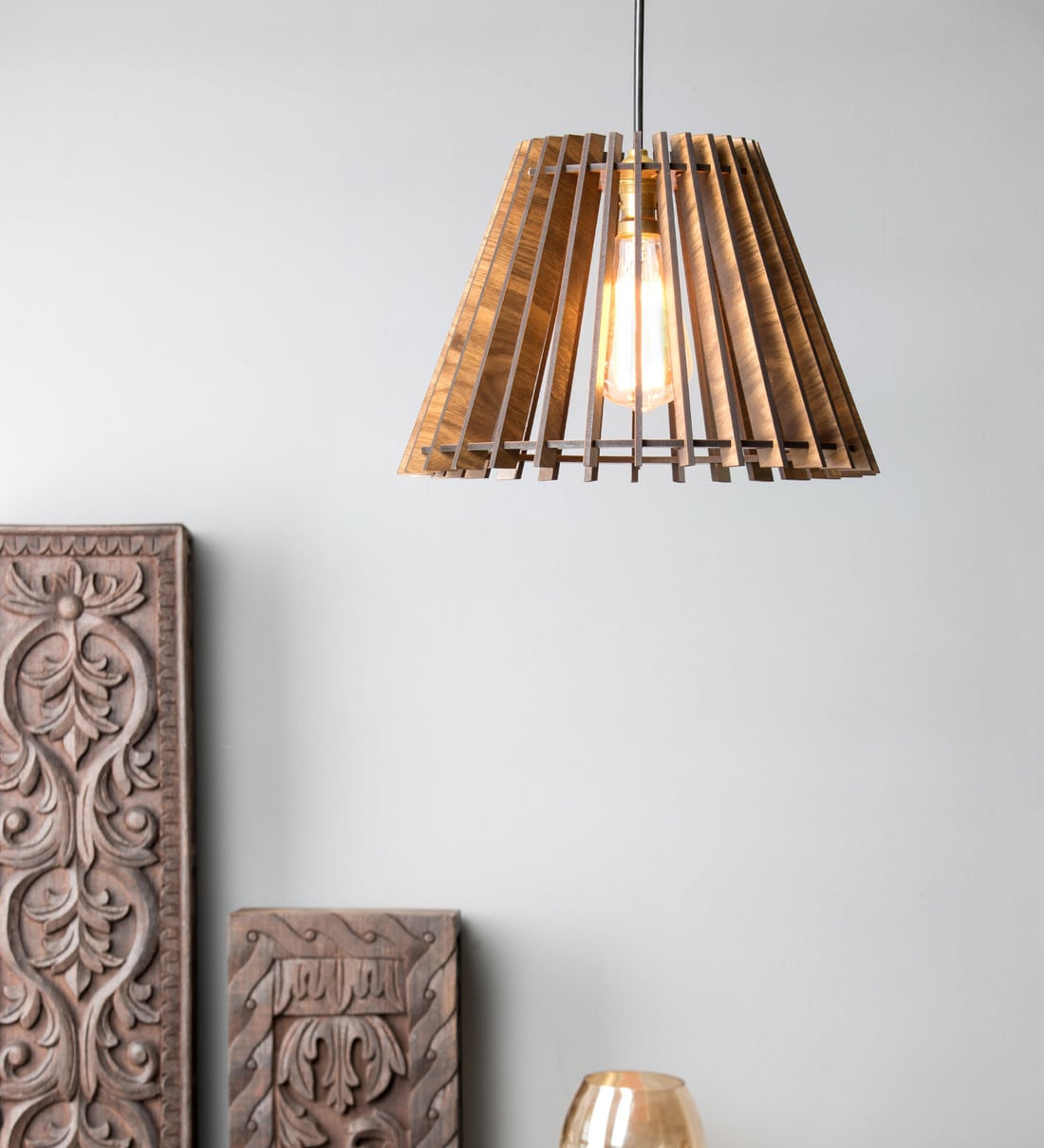 Buy Triva Brown Wood Hanging Light at 25% OFF by Think artly | Pepperfry