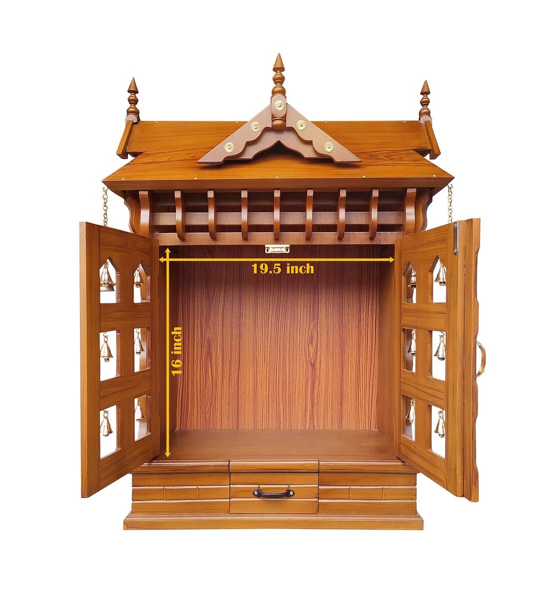 Buy Teak Wood Wall Hanging and Floor Rested Pooja Mandir By Elegant ...