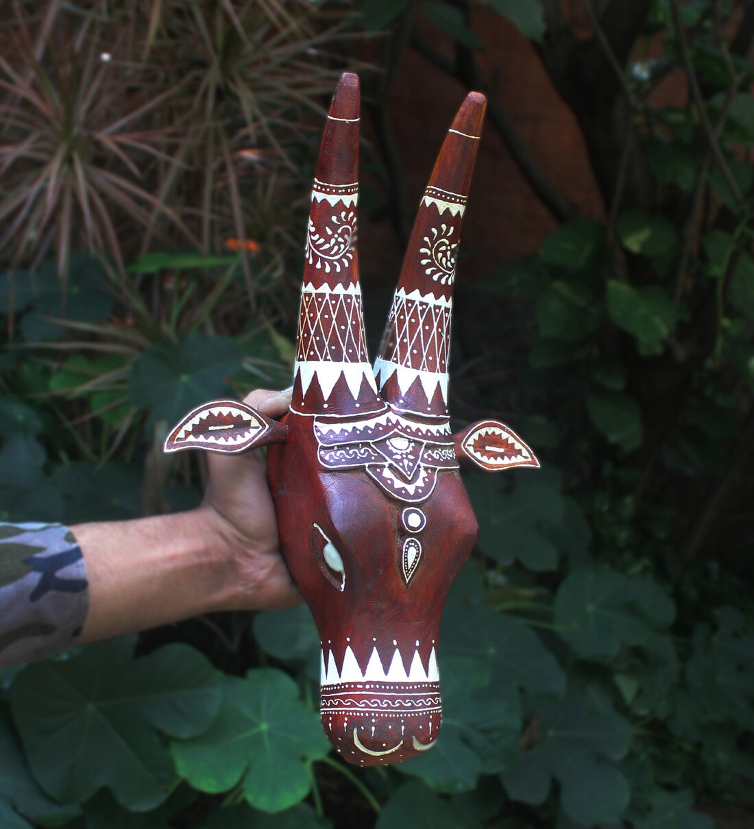 Buy Brown Wooden Hand Painted Pichwai Cow Head Faux Animal Bust by ...