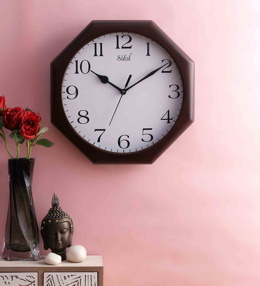 Buy Brown Wooden Octagonal Silent Sweep Mechanism Wall Clock at 34% OFF ...