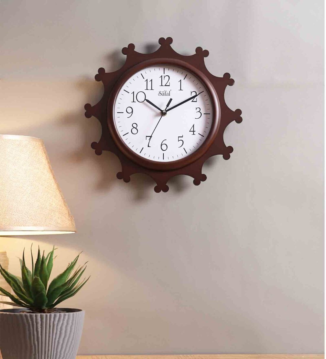 Buy Brown Wooden Silent Sweep Mechanism Wall Clock By Safal Quartz ...