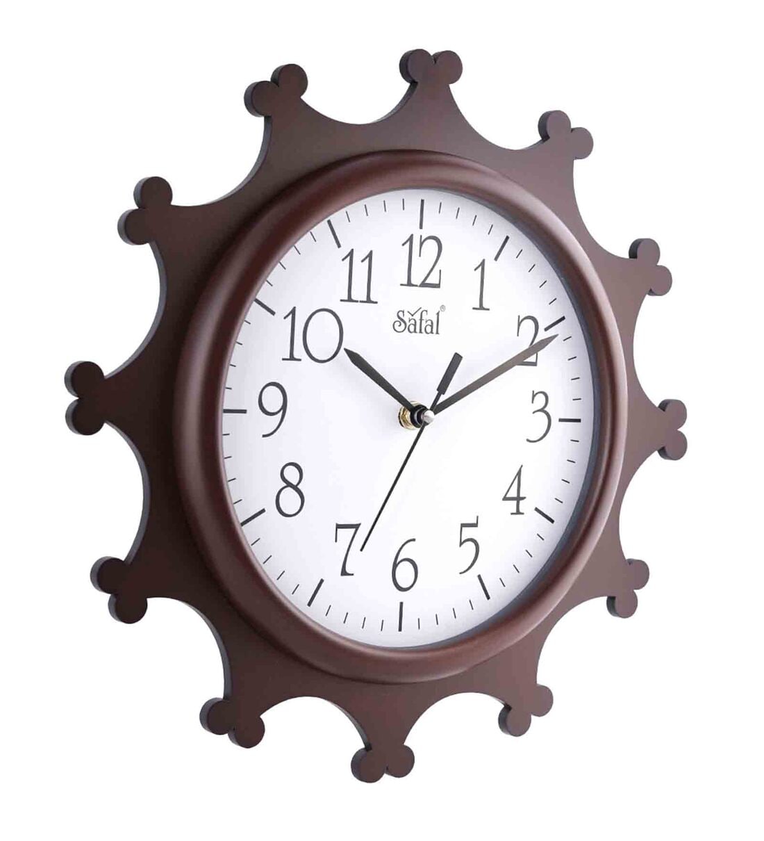 Buy Brown Wooden Silent Sweep Mechanism Wall Clock By Safal Quartz ...