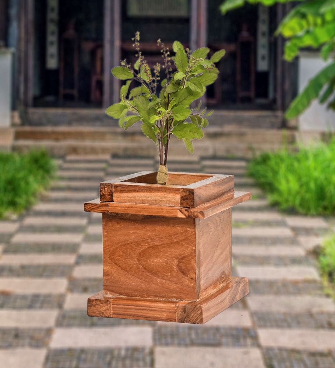 Buy Brown Wooden Tulsi Planter Stand By Teakwoodkraft at 18% OFF by ...