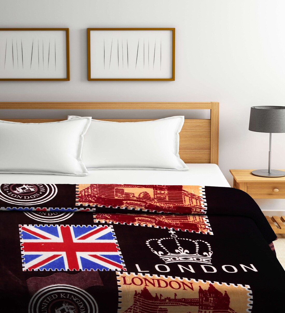 Buy Brown Abstract Wool 600 GSM Double Bed Blanket by Klotthe Online ...