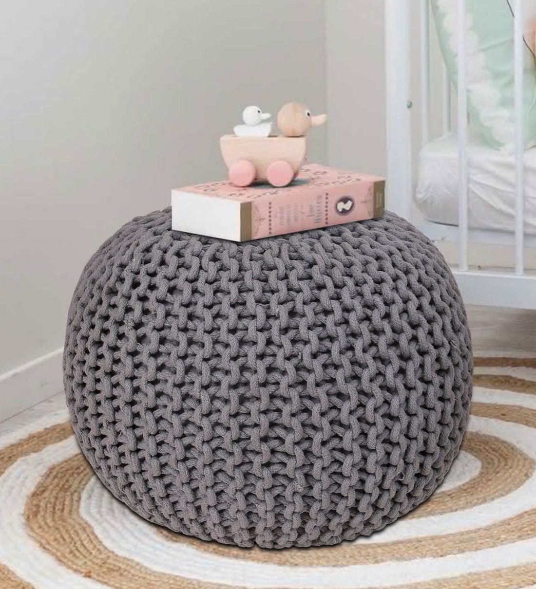 Buy Brylane Knitted Pouffe in Grey Colour at 100% OFF by Sheen decor ...