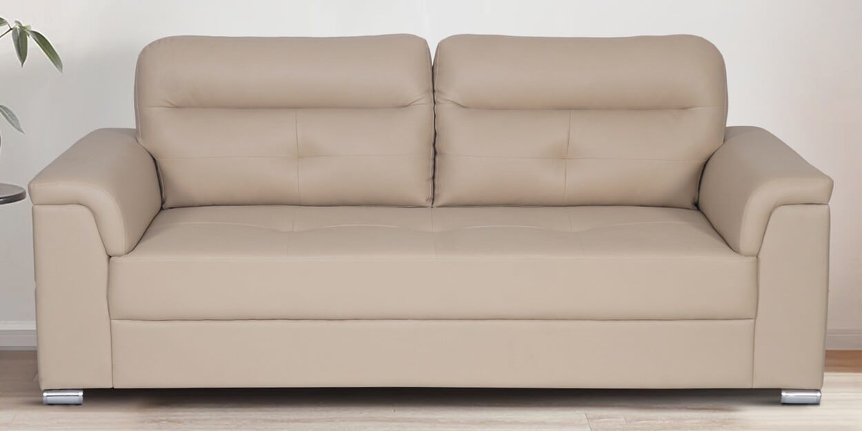 Buy Brutus Leatherette 3 Seater Sofa in Beige Colour at 50% OFF by Care ...