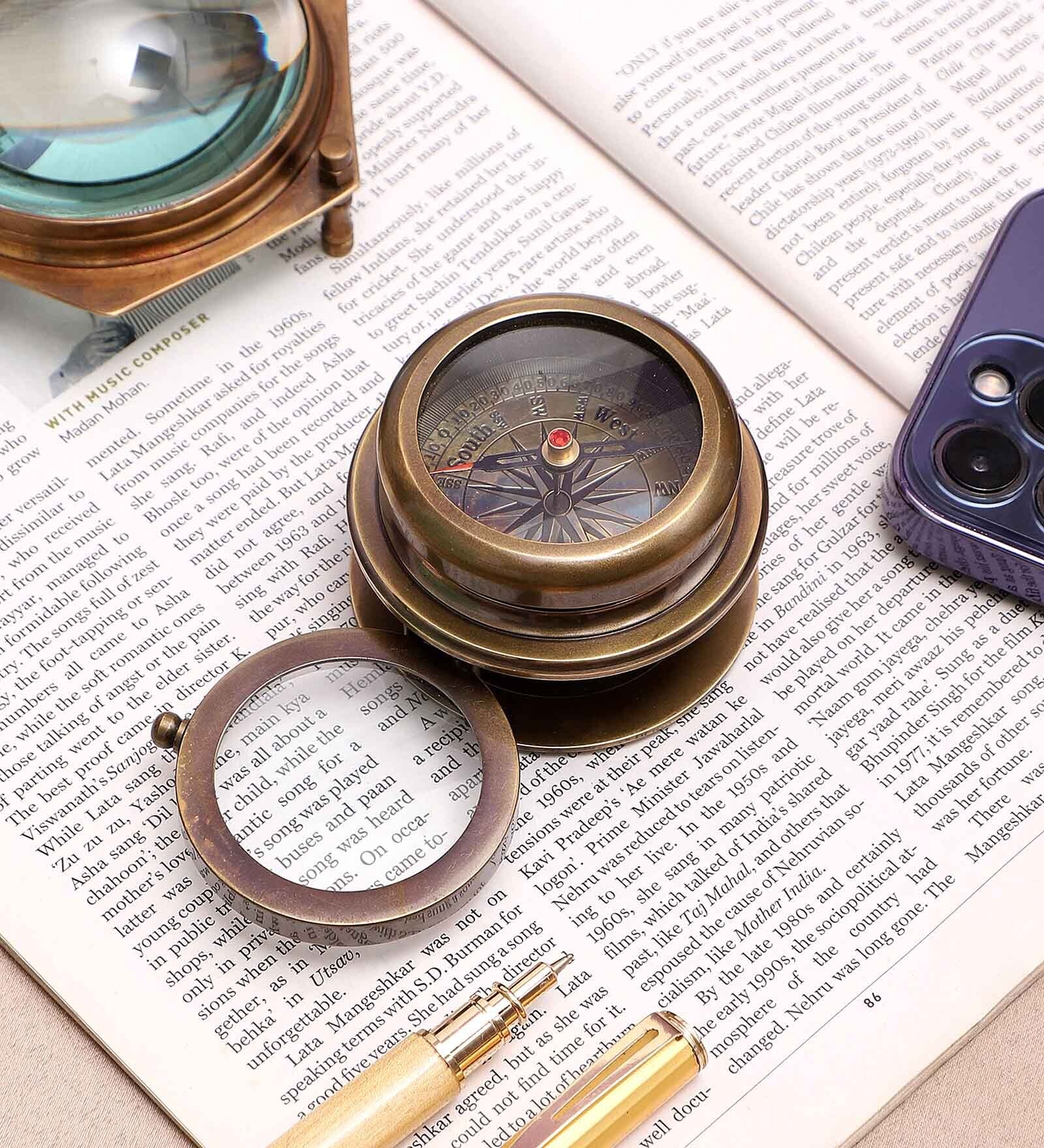 Buy Brass Antique Compass With Sliding Magnifying Glass at 47% OFF by ...