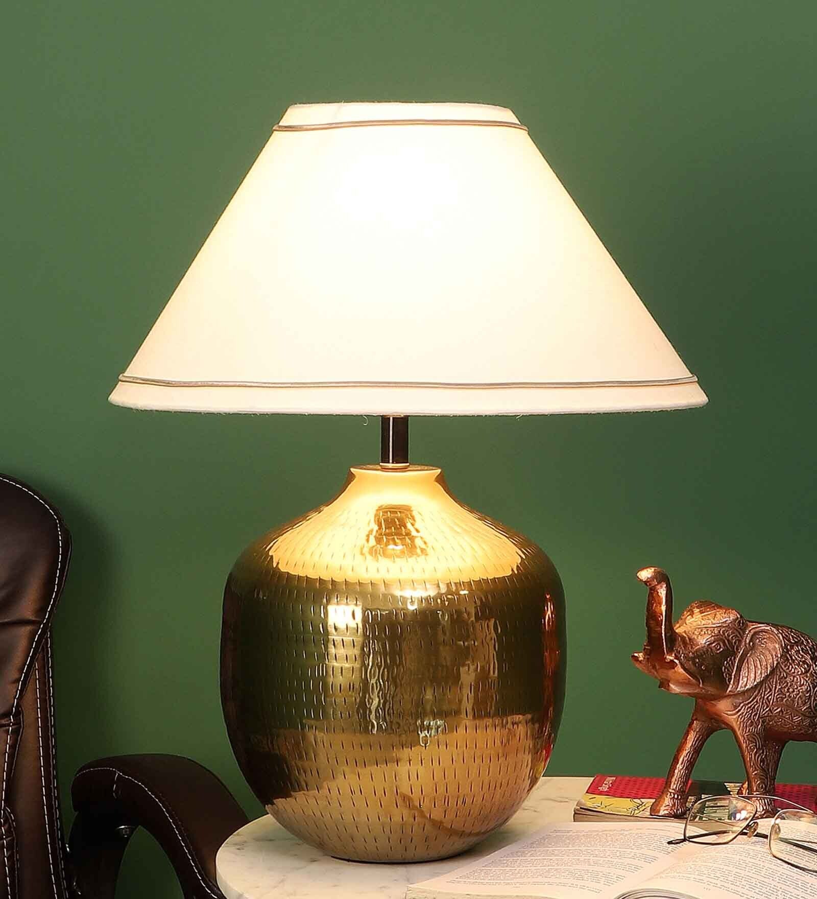 Buy Brass Nr. Matka Table Lamp (Conical Shade) by Pristine Interiors at ...