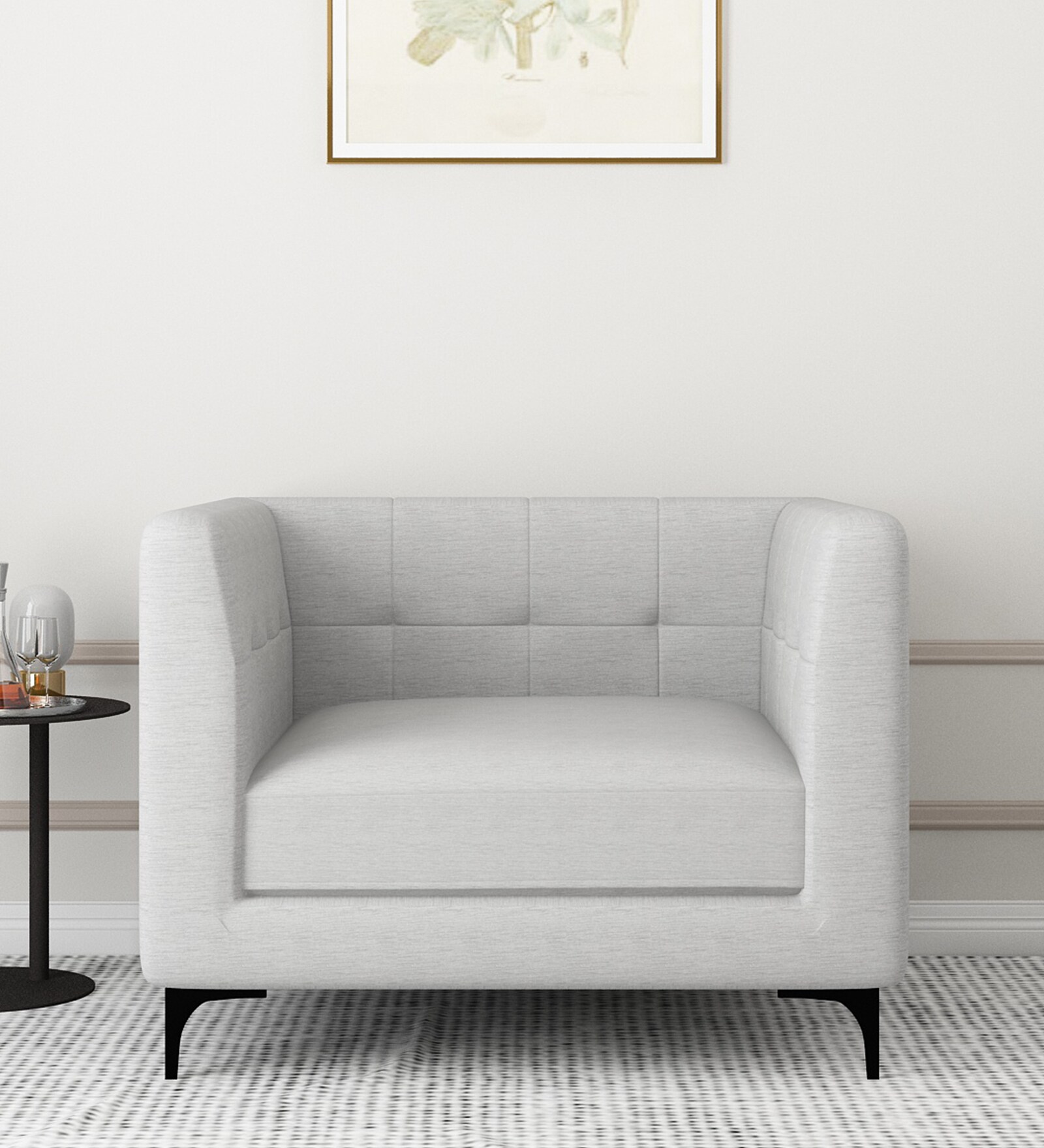 Buy Braulia Fabric 1 Seater Sofa In Cool Grey Colour at 6% OFF by ...