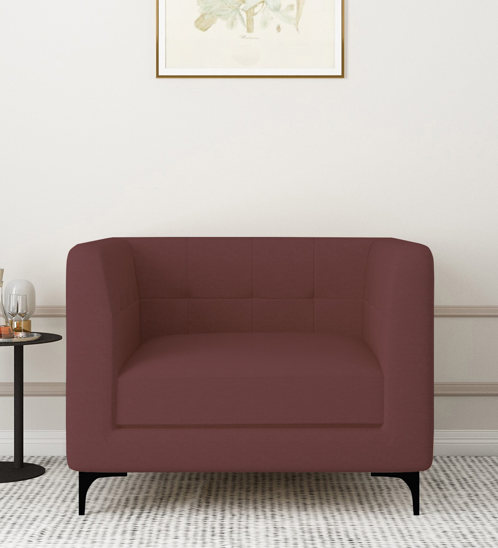Buy Braulia Fabric 1 Seater Sofa In Dusky Rose Colour at 6% OFF by ...