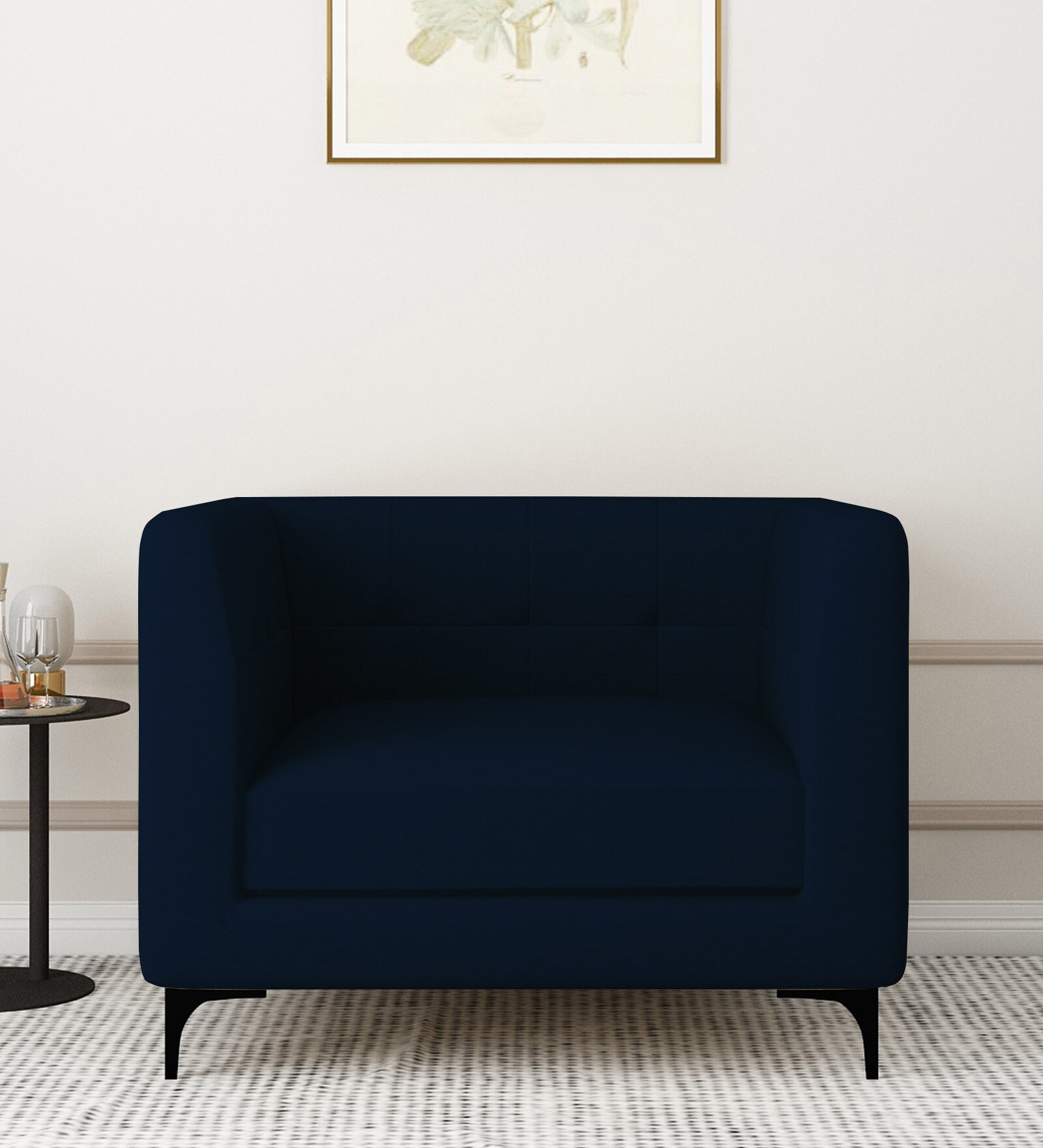 Buy Braulia Fabric 1 Seater Sofa In Midnight Blue Colour at 6% OFF by ...