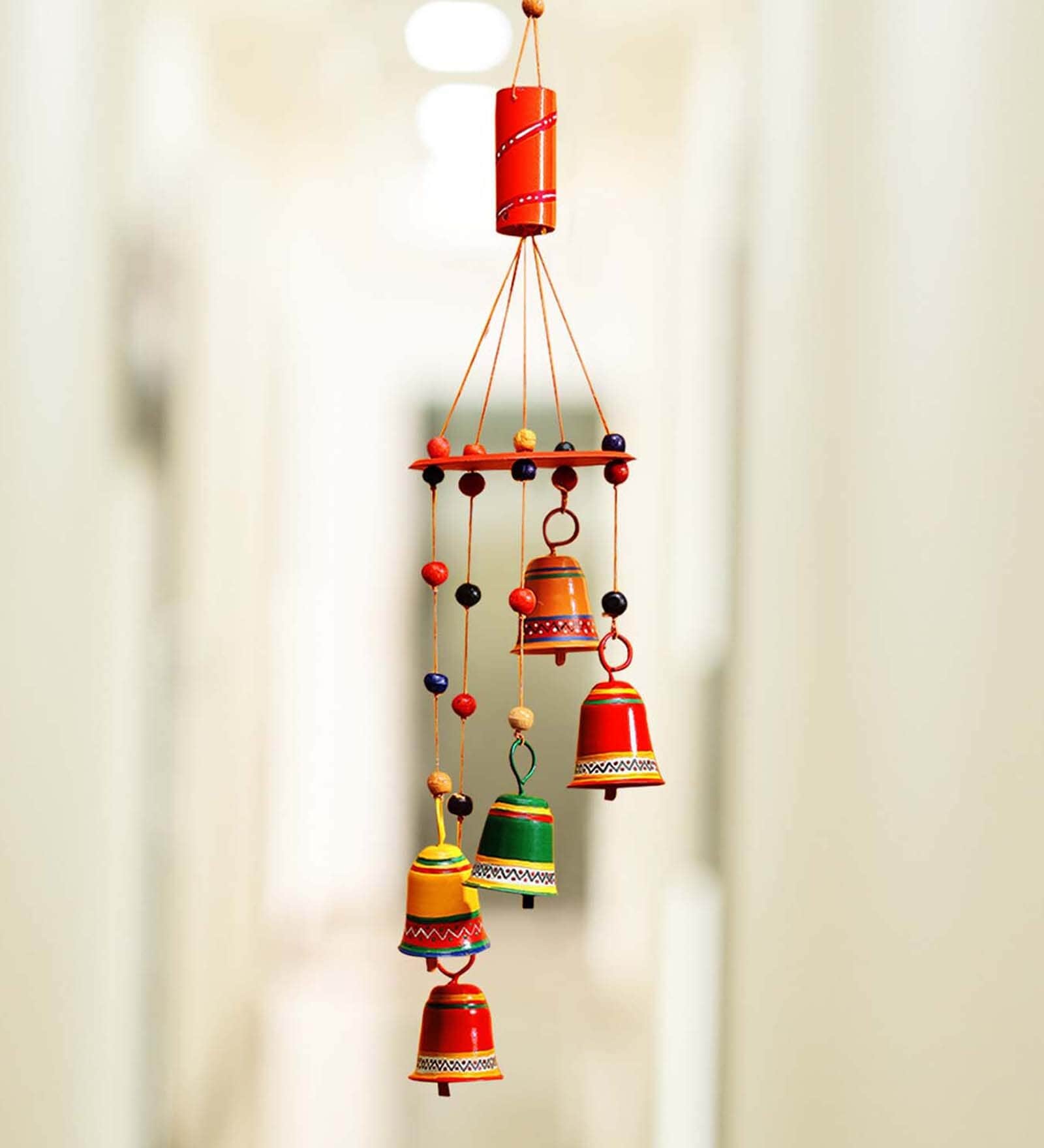 Buy Breezy Chiming Hand-Painted Multicolour Metal Decorative Hanging ...