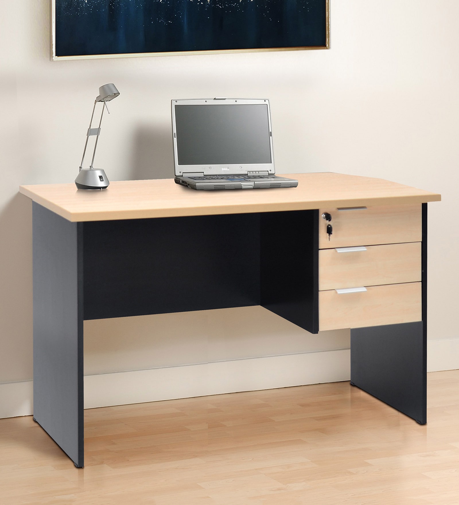 Buy Brilliant Linear Work Station In Maple & Black Colour at 28% OFF by ...