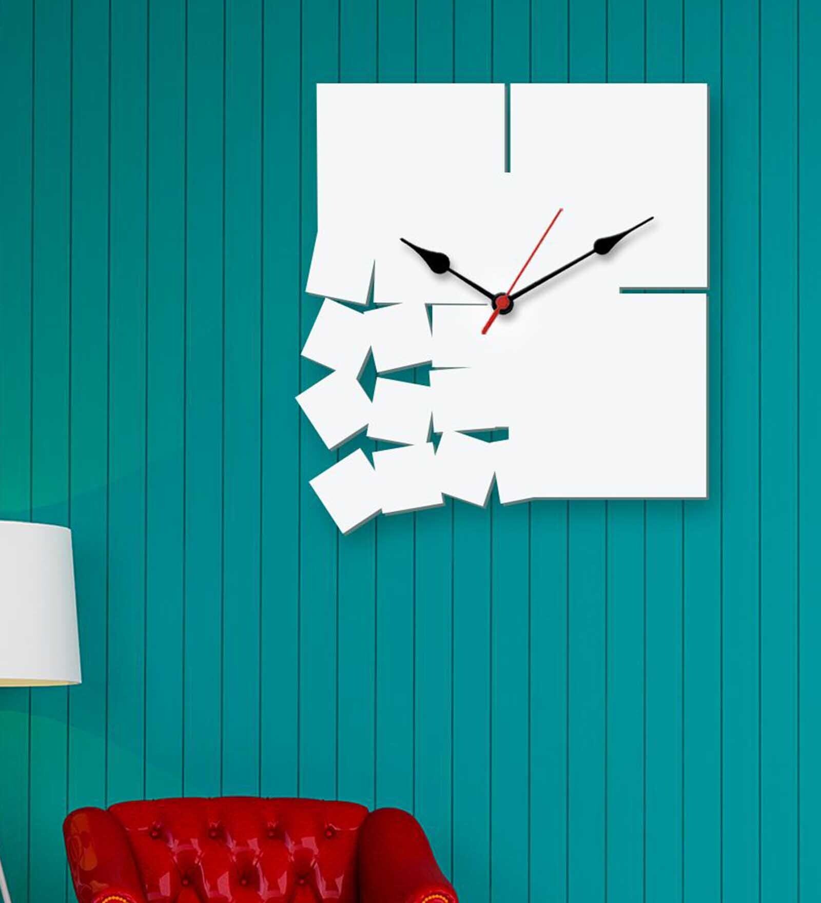 Buy White MDF Broken Modern Wall Clock at 41% OFF by WallMantra | Pepperfry
